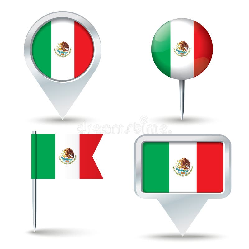 Map Pins with Flag of Mexico Stock Vector - Illustration of arrow ...