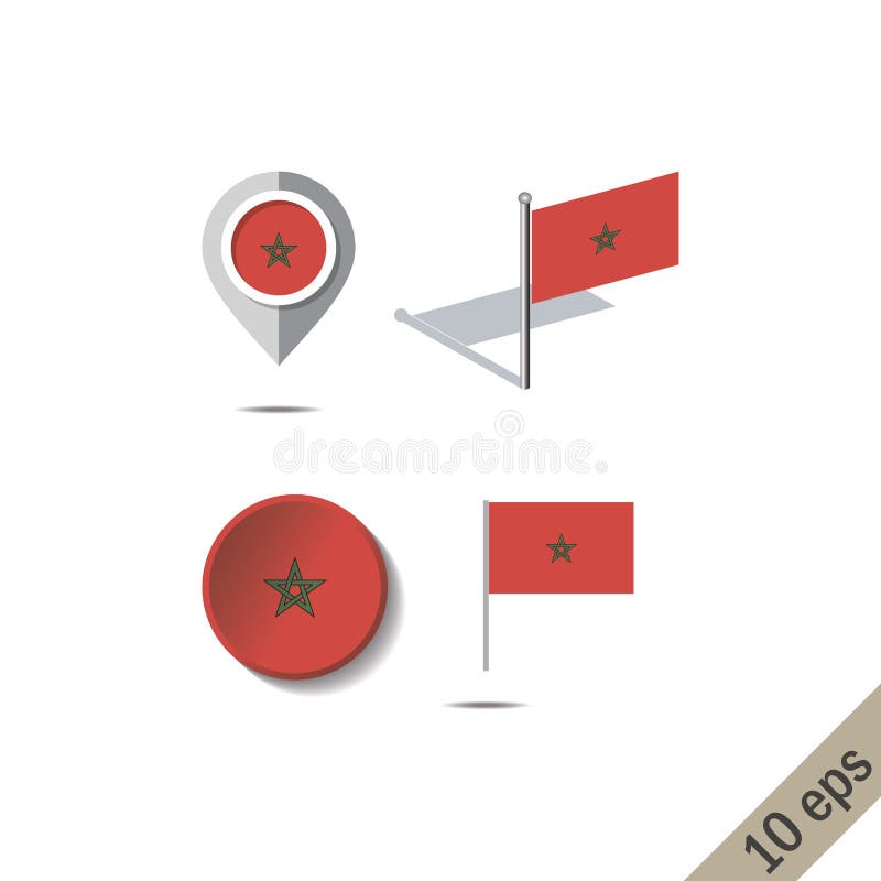 Map Pins with Flag of MOROCCO Stock Vector - Illustration of language, collection: 124689302