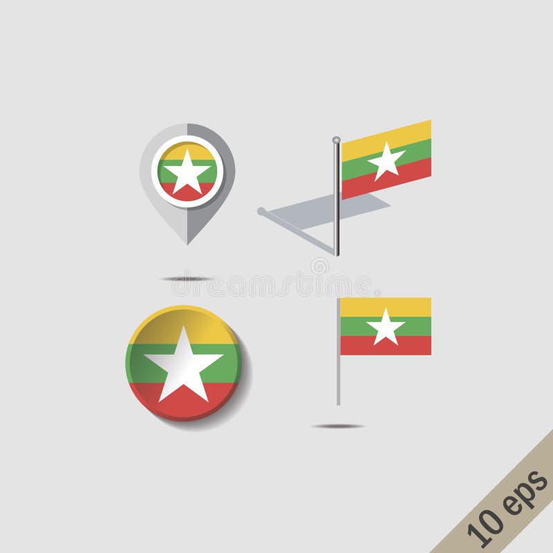 Map Pins with Flag of MYANMAR Stock Illustration - Illustration of ...