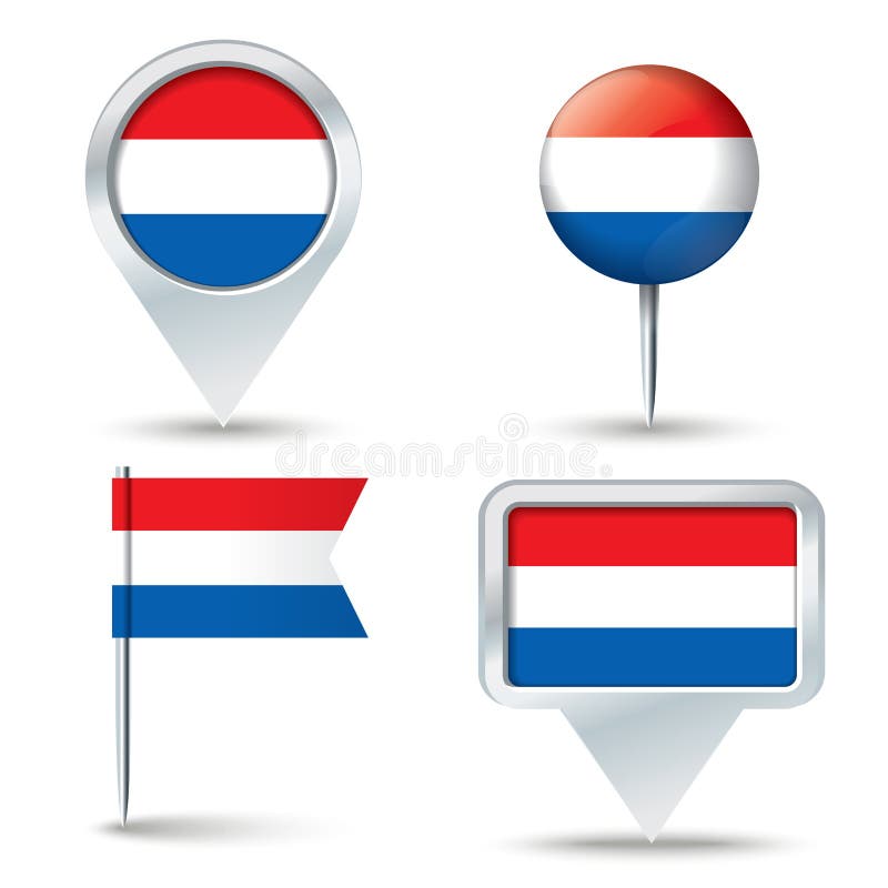 Map Pins with Flag of Netherlands Stock Vector - Illustration of icon ...