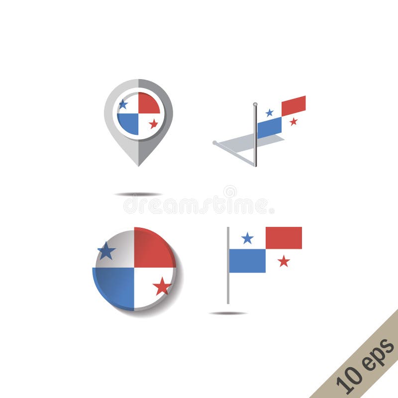 Map Pins with Flag of PANAMA Stock Vector - Illustration of destination ...