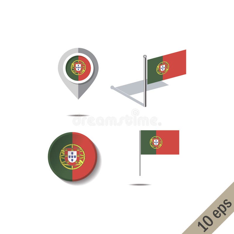 Map Pins with Flag of Portugal Stock Illustration - Illustration of ...
