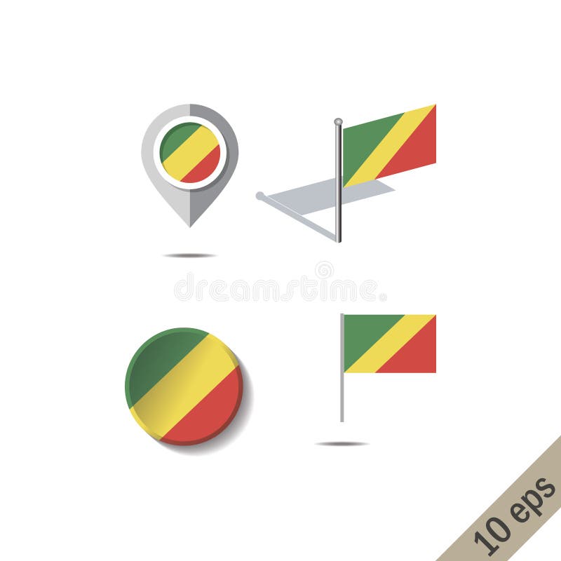 Map Pins with Flag of REPUBLIC of the CONGO Stock Illustration ...