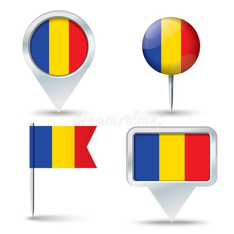 Map Pins with Flag of Romania Stock Vector - Illustration of ...