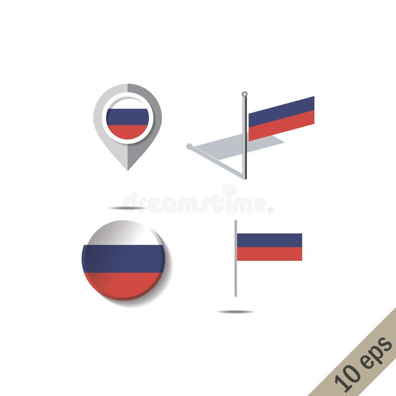 Map Pins with Flag of RUSSIA Stock Illustration - Illustration of ...