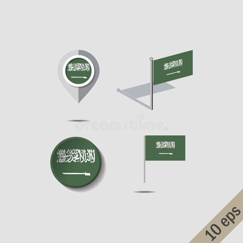 Map Pins with Flag of SAUDI ARABIA Stock Illustration - Illustration of ...