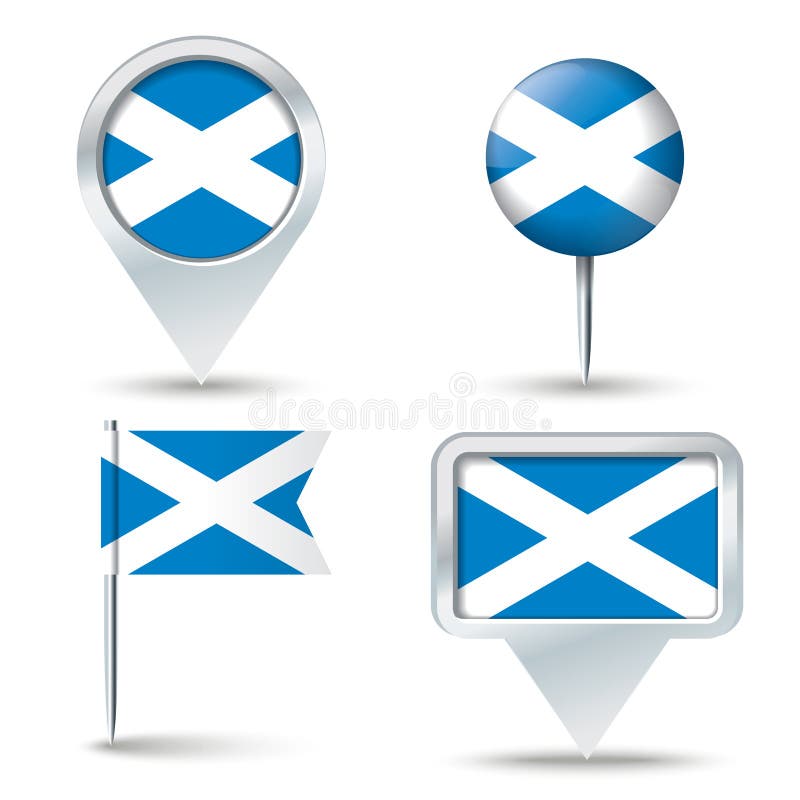 Map Pins with Flag of Scotland Stock Vector - Illustration of icon ...