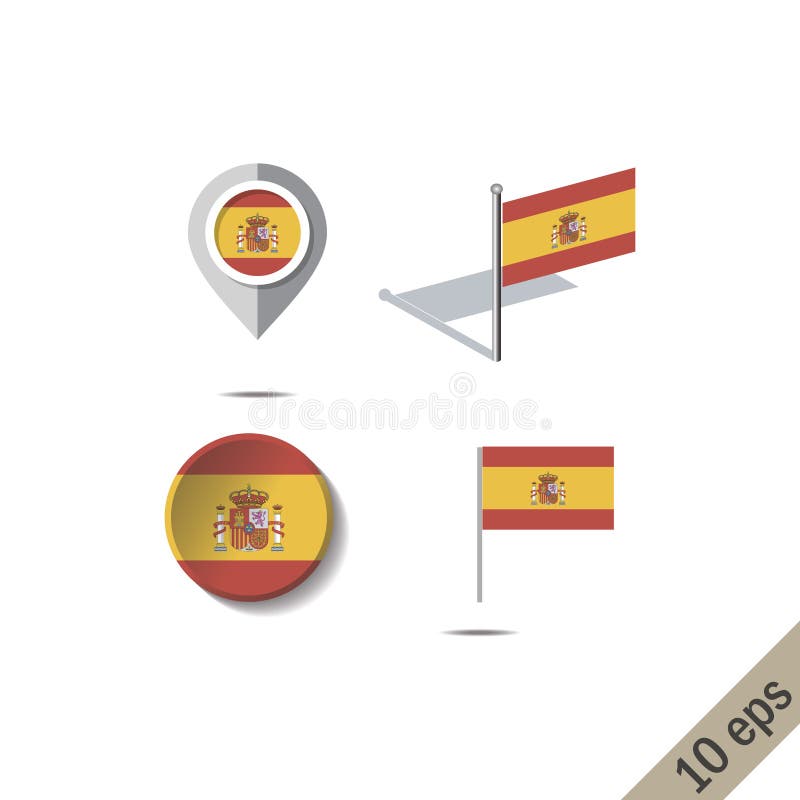 Map Pins with Flag of SPAIN Stock Illustration - Illustration of ...
