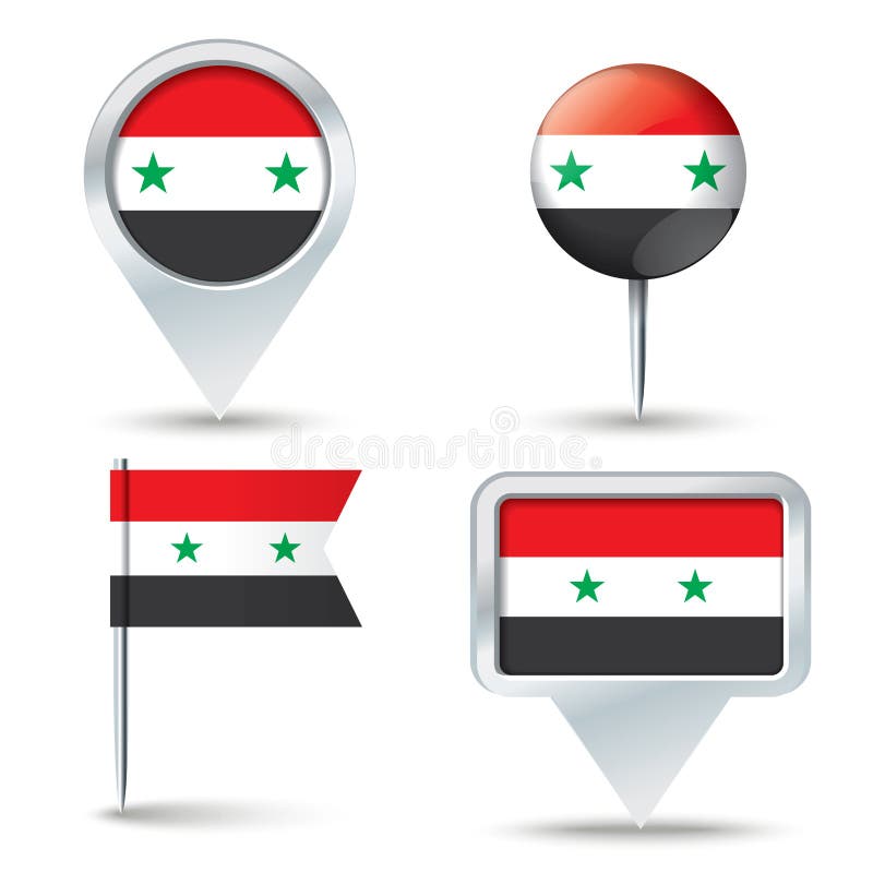 Map Pins with Flag of Syria Stock Vector - Illustration of navigation ...