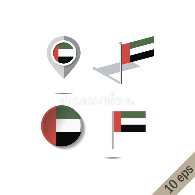 Map Pins with Flag of United Arab Emirates Stock Illustration ...