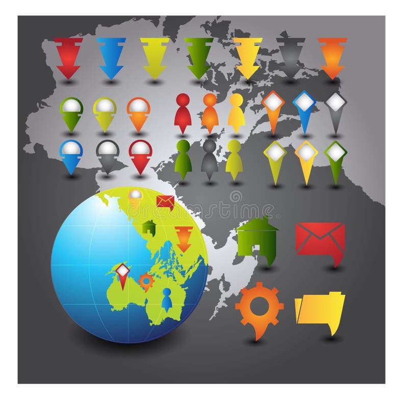 Map pins stock vector. Illustration of design, icon, element - 44722220