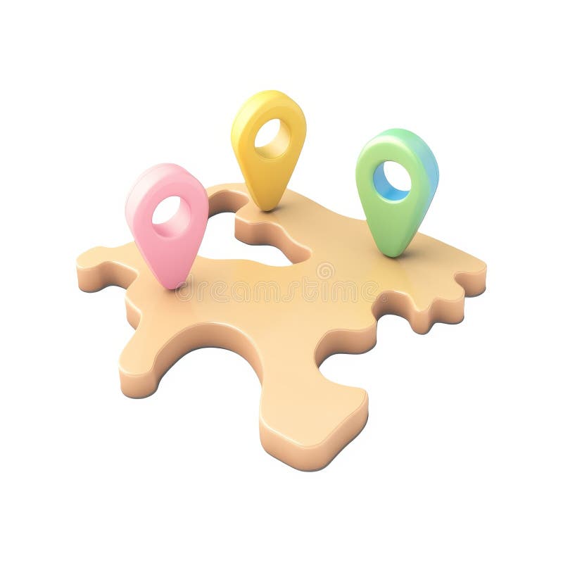 Map Pins Locations on Colorful Geographical Design Stock Illustration ...