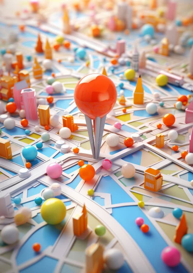 Map with Pins and Markers stock illustration. Illustration of locator - 300036330