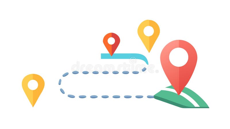 Map Pins and Route, Navigation and Location, Travel Planning Icon ...