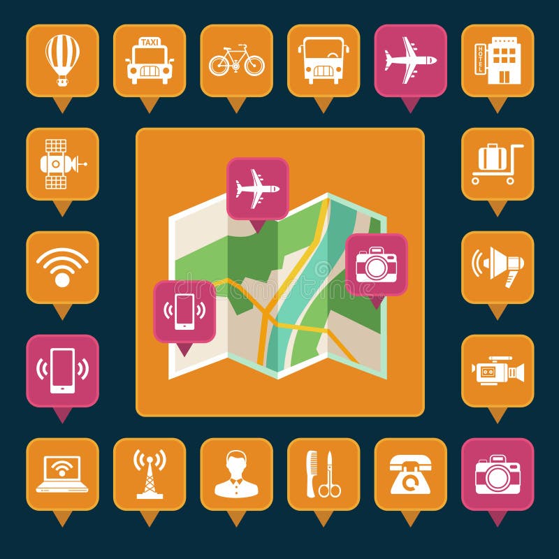 Map pins stock vector. Illustration of marker, flat, fasr - 42743450