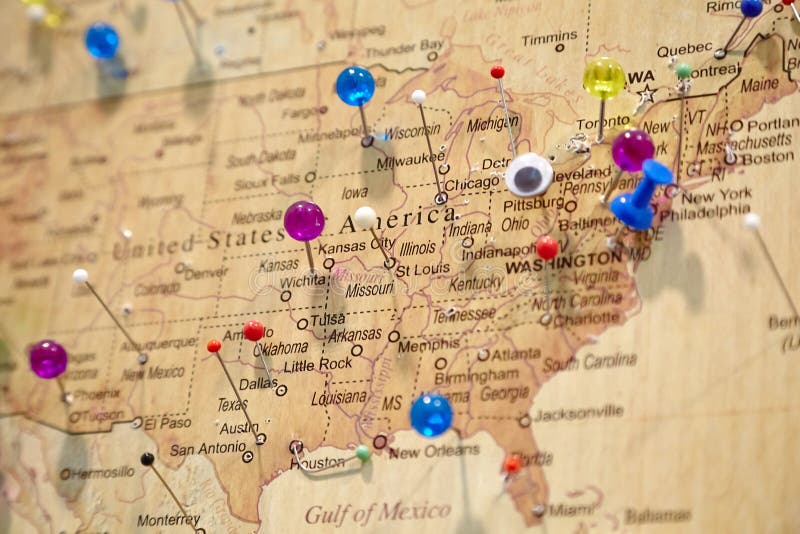 Map and Pins stock image. Image of destination, trip - 10882739