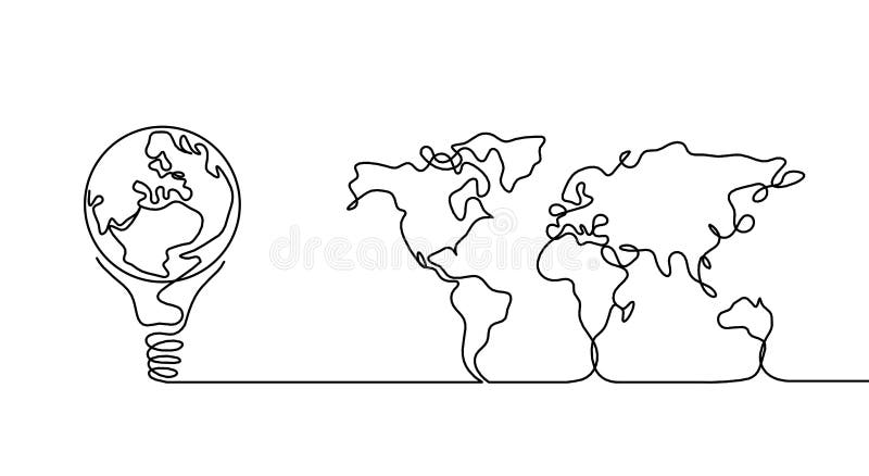 Map of Planet Earth and Light Bulb Stock Vector - Illustration of ...
