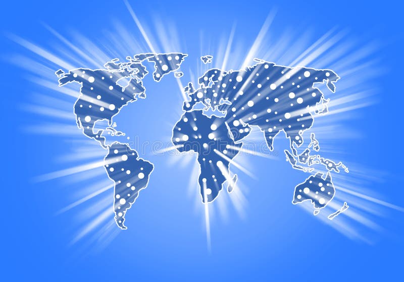 Map of the Planet Earth with Rays of Light Emanating from it Stock ...