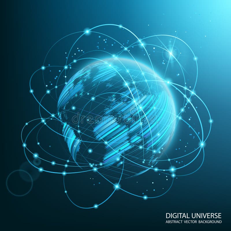 Map of the Planet. World Map. Blue Futuristic Background with Planet ...