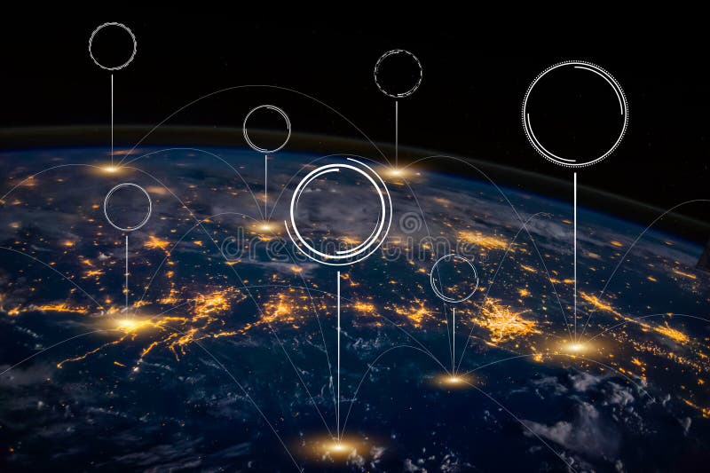 Map of the Planet, World Map. Wireless Technology Network Concept ...