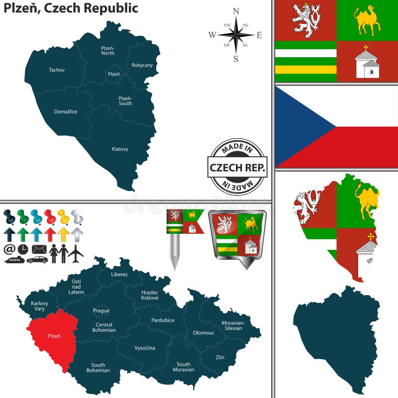 Map of Plzen, Czech Republic Stock Vector - Illustration of republic ...