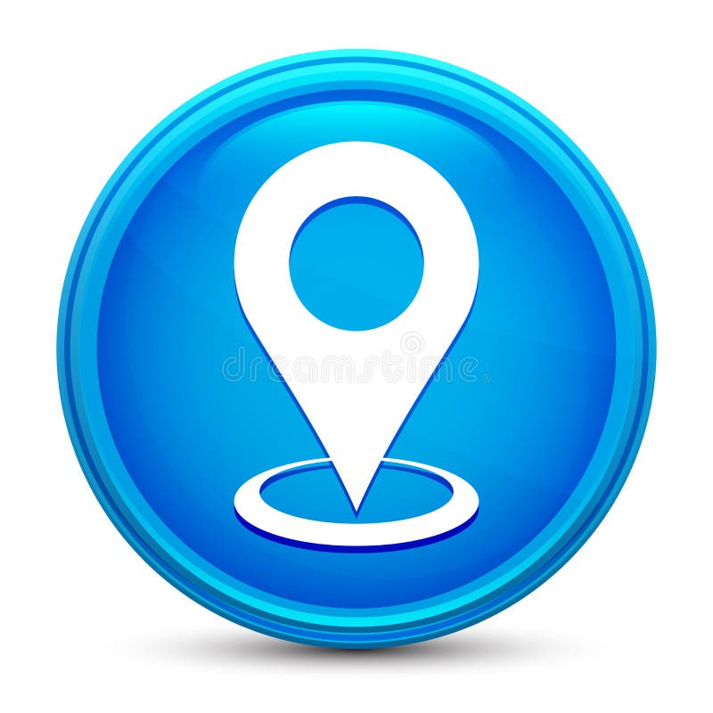 Map Point Icon Glass Shiny Blue Round Button Isolated Design Vector ...