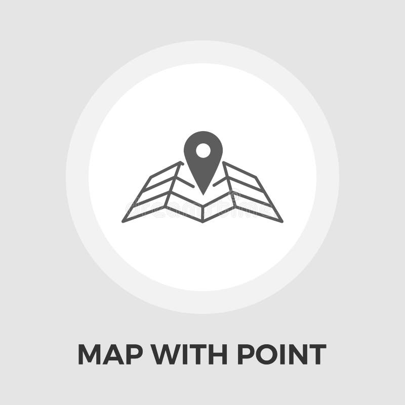 Map with Point Vector Flat Icon Stock Vector - Illustration of drawing ...