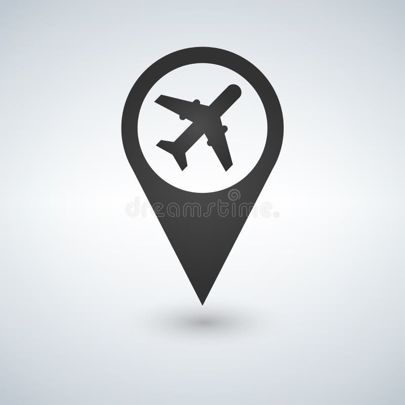 Map Pointer with Air Plane Icon. Illustration. Stock Illustration ...