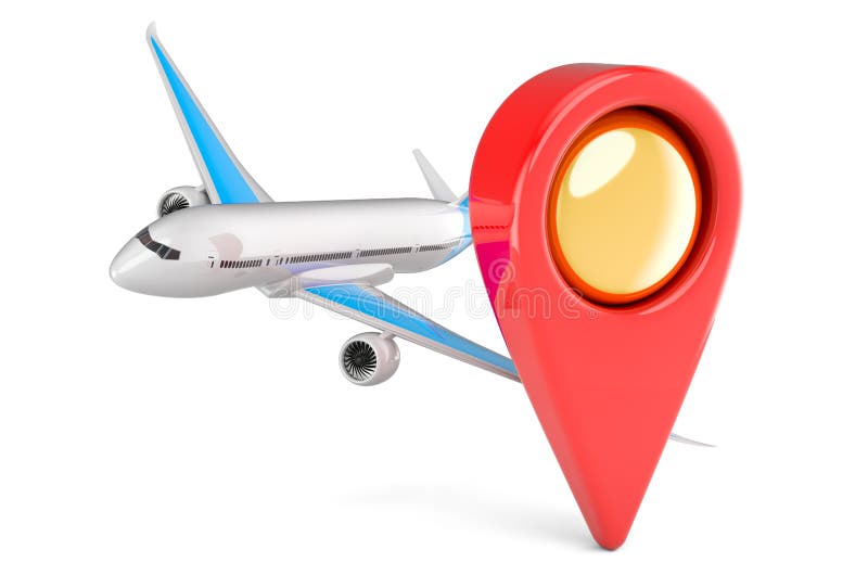 Map Pointer with Airplane. Airport Location Concept Stock Illustration ...