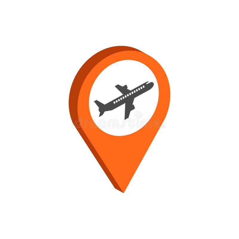 Map Pointer with Airplane Symbol. Flat Isometric Icon or Logo Stock ...