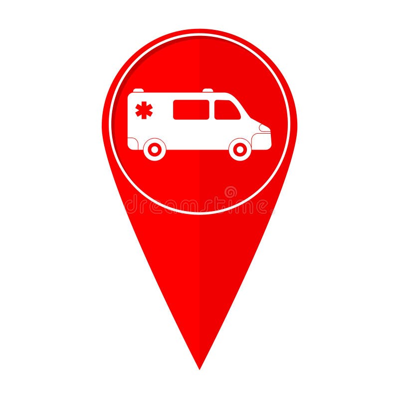Ambulance Car Icon Map Pointer Stock Vector - Illustration of ...