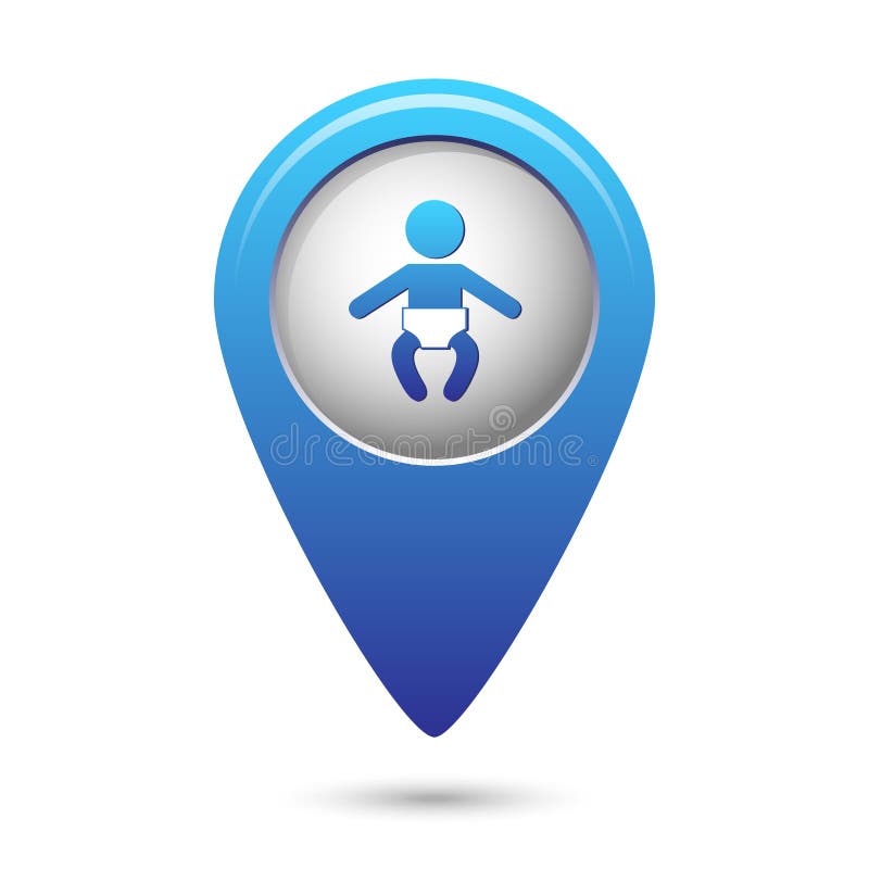 Map pointer with baby icon stock vector. Illustration of elementary ...