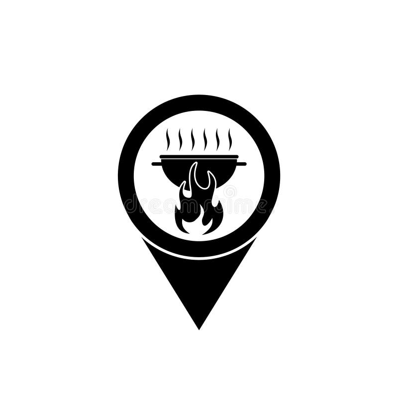 Map Pointer with Barbecue Icon Isolated on White Background Stock ...