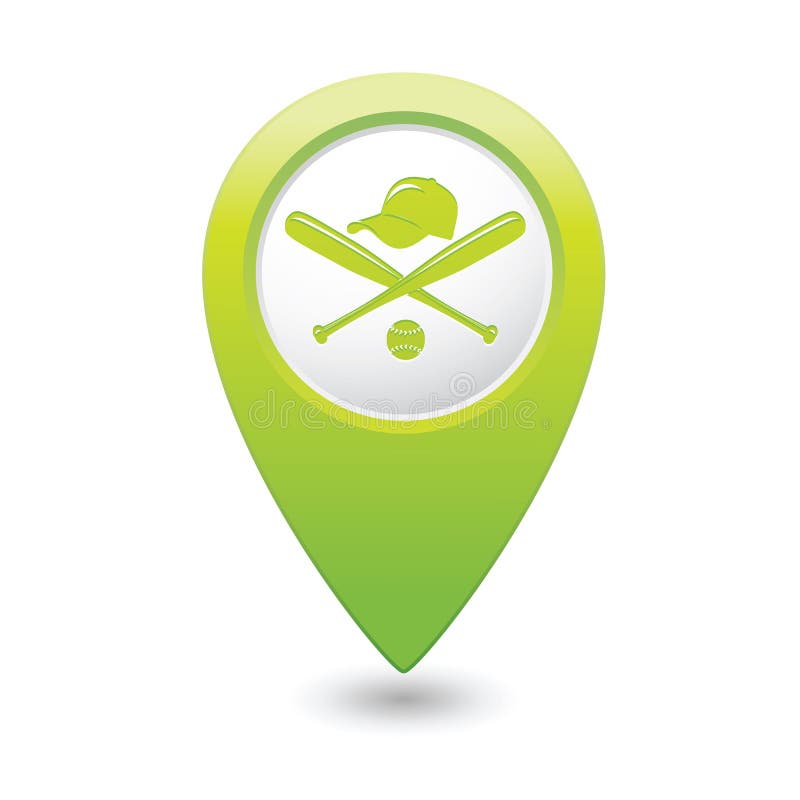 Map Pointer with Baseball Symbol Icon Stock Vector - Illustration of ...