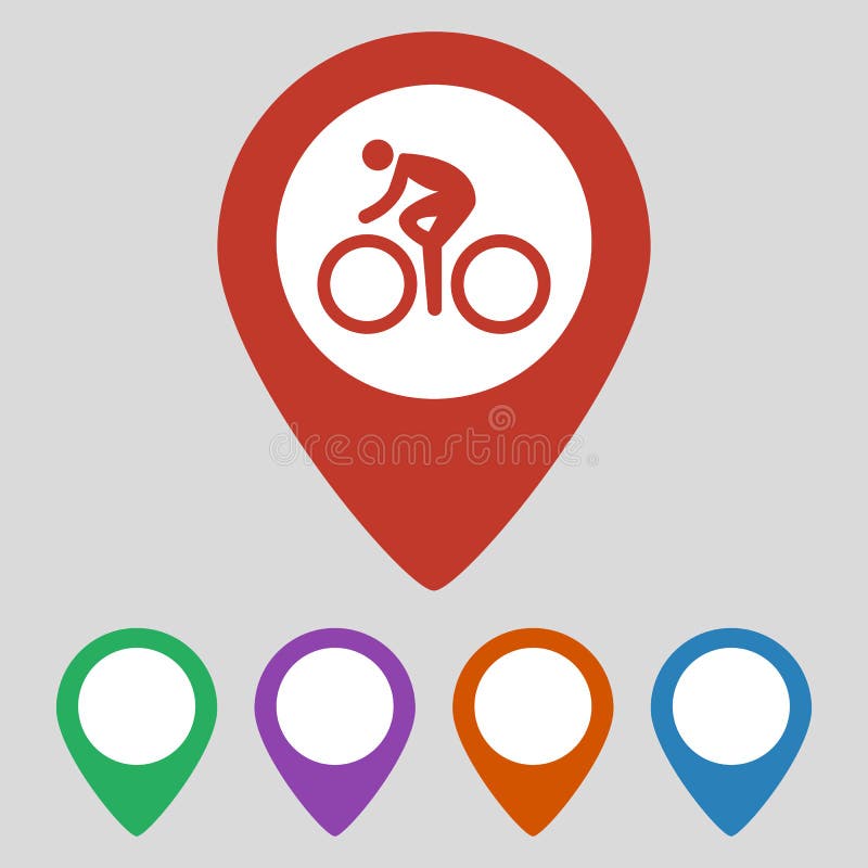Map Pointer with Bicycle Icon Stock Illustration - Illustration of icon ...
