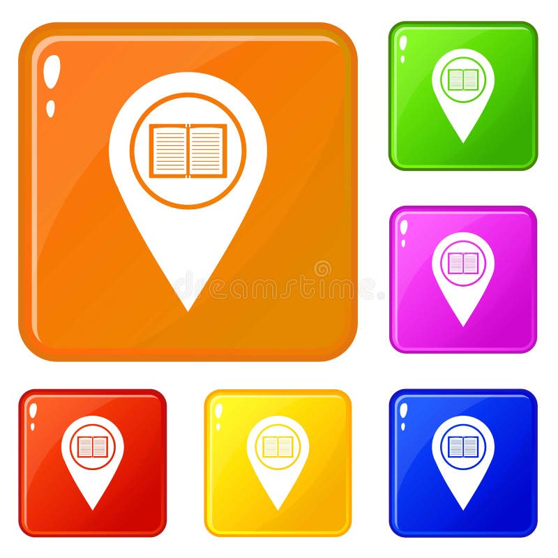 Map Pointer with Book Icons Set Vector Color Stock Vector ...