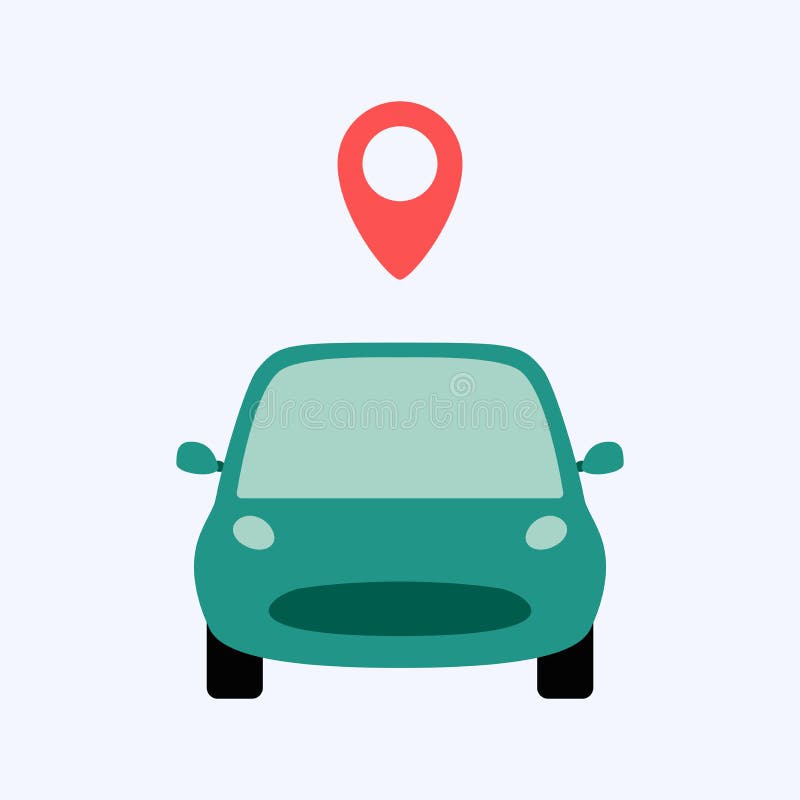 Map Pointer with Car Flat Style Isolated Stock Vector - Illustration of ...