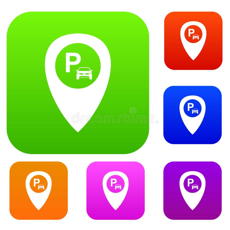 Map Pointer with Car Parking Set Collection Stock Vector - Illustration ...