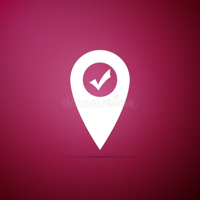 Map Pointer with Check Mark Icon Isolated on Black, White and ... Map Pointer with Check Mark Icon Isolated on Black, White and ...