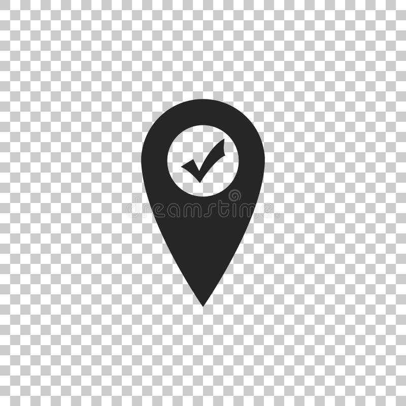 Map Pointer with Check Mark Icon Isolated on Blue Background. Marker ... Map Pointer with Check Mark Icon Isolated on Blue Background. Marker ...