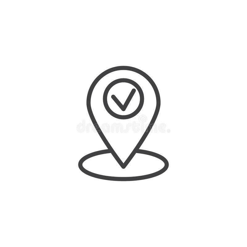 Map Pointer Check Outline Icon Stock Vector - Illustration of graphics ...