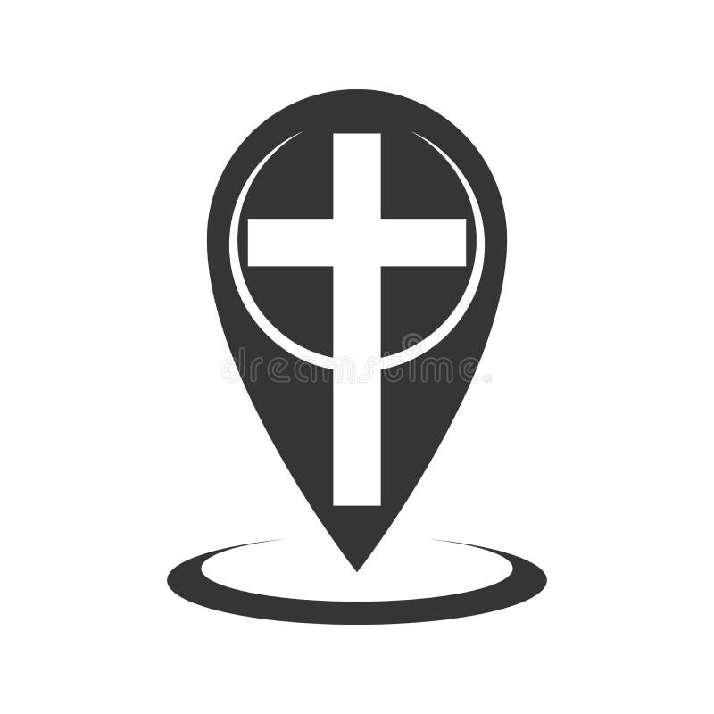 Map Pointer with Christian Cross Icon - Stock Illustration ...