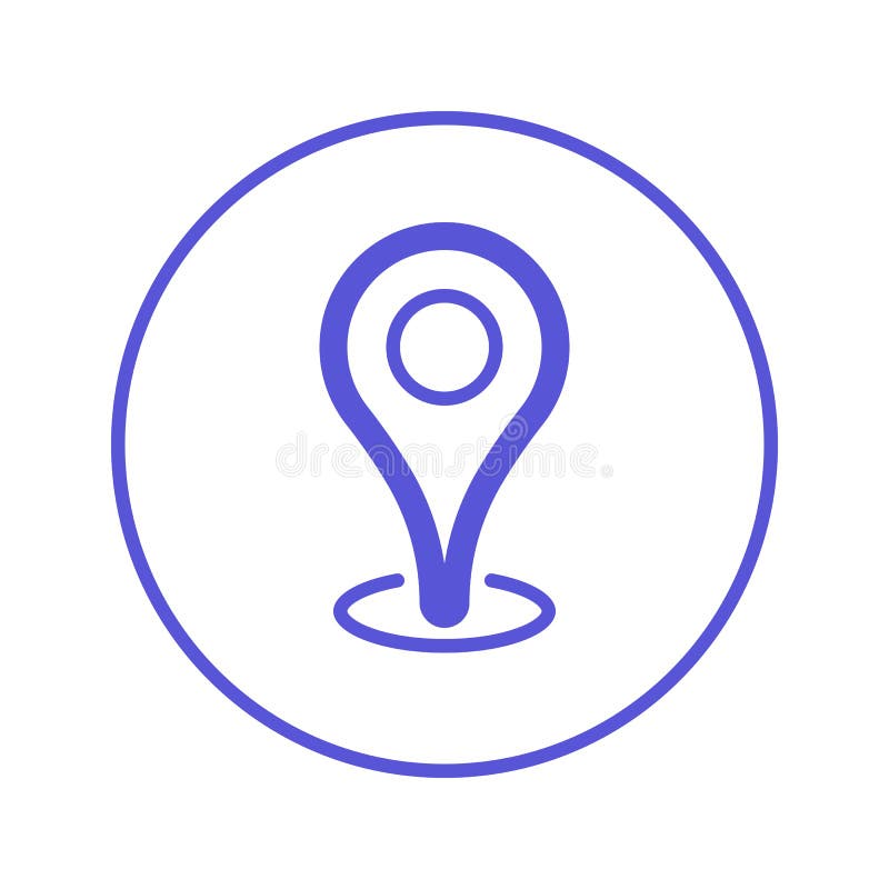 Map Pointer Circular Line Icon. Round Sign. Flat Style Vector Symbol ...