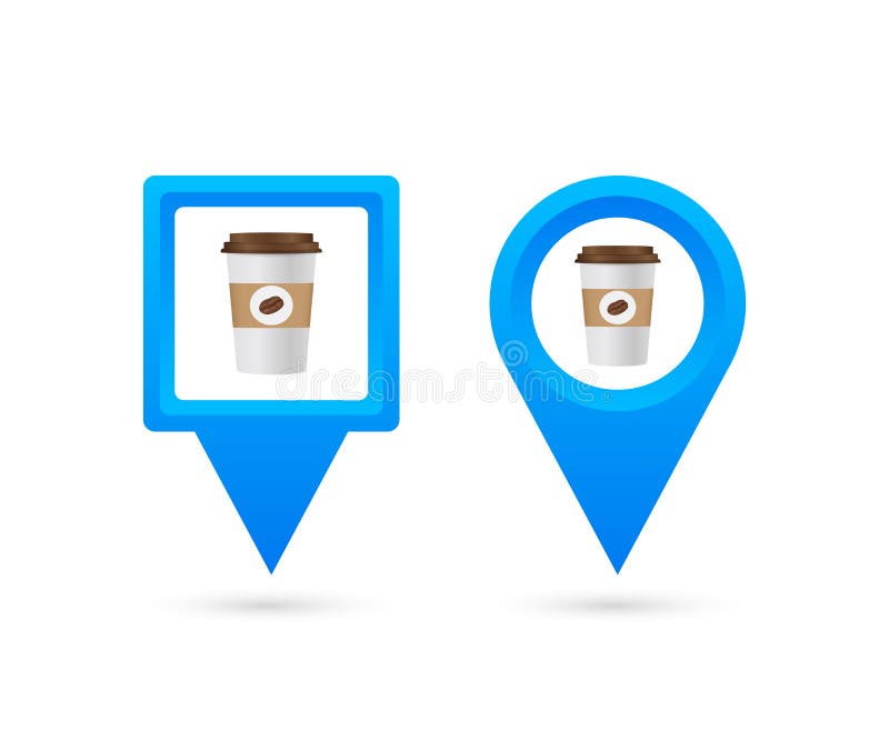 Map Pointer with Coffee. Pin Point Cafe. Vector Stock Illustration ...