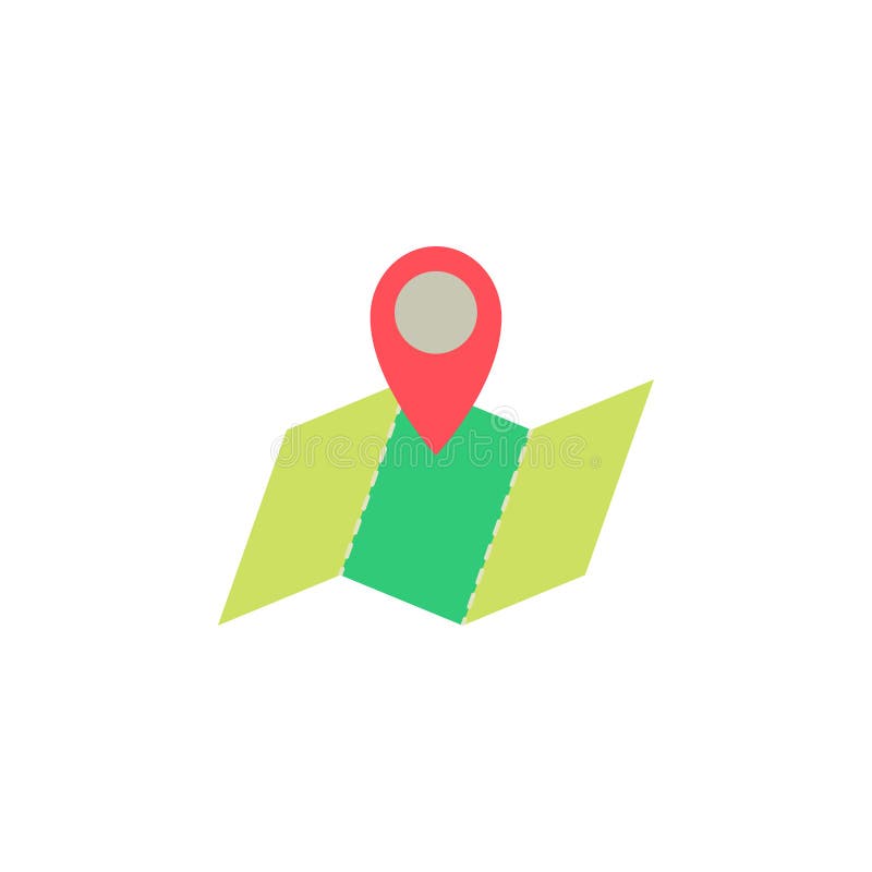 Map Pointer and Map Color Icon Vector. Regional Map, Location Simple ...