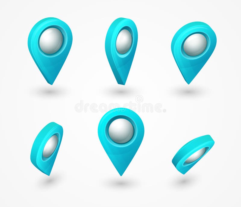 Map Pointer 3d Pin. Location Symbols Vector Set Isolated on White Background. Stock Vector ...