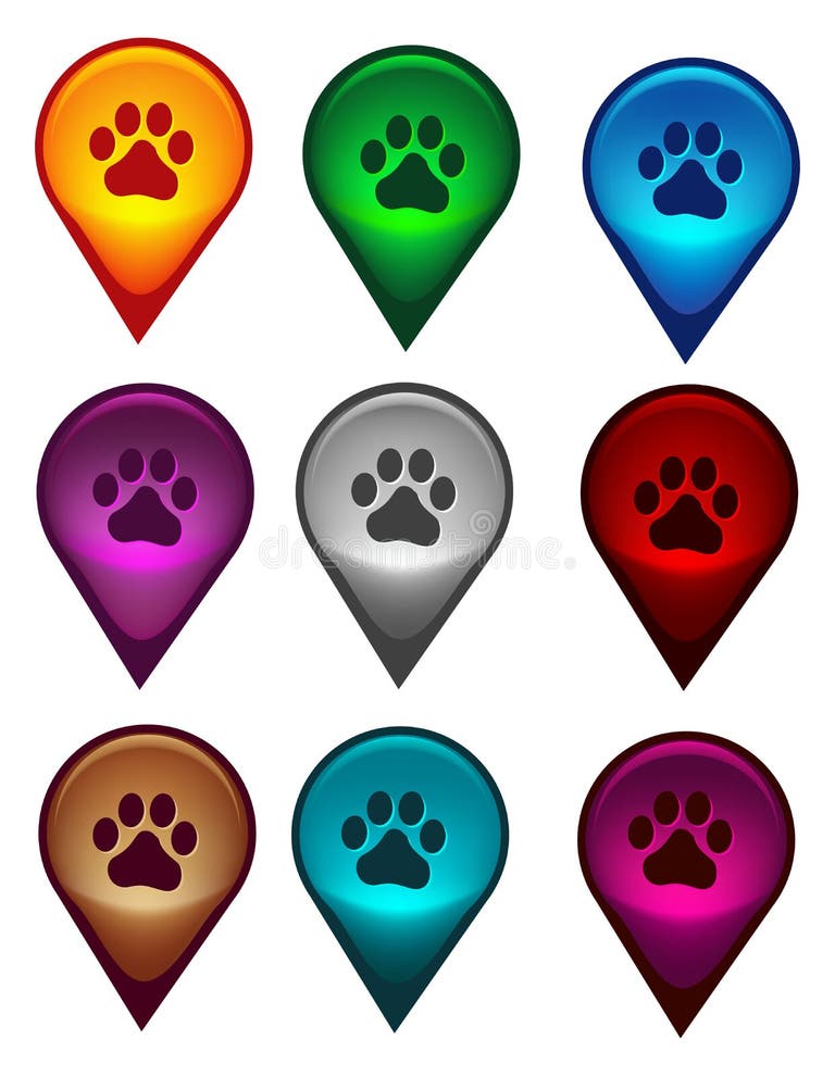 Paw Icon Map Stock Illustrations – 1,499 Paw Icon Map Stock ...
