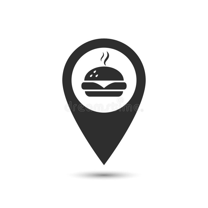 Map Pointer with Fast Food Burger Icon. Vector Location Sign Stock ...