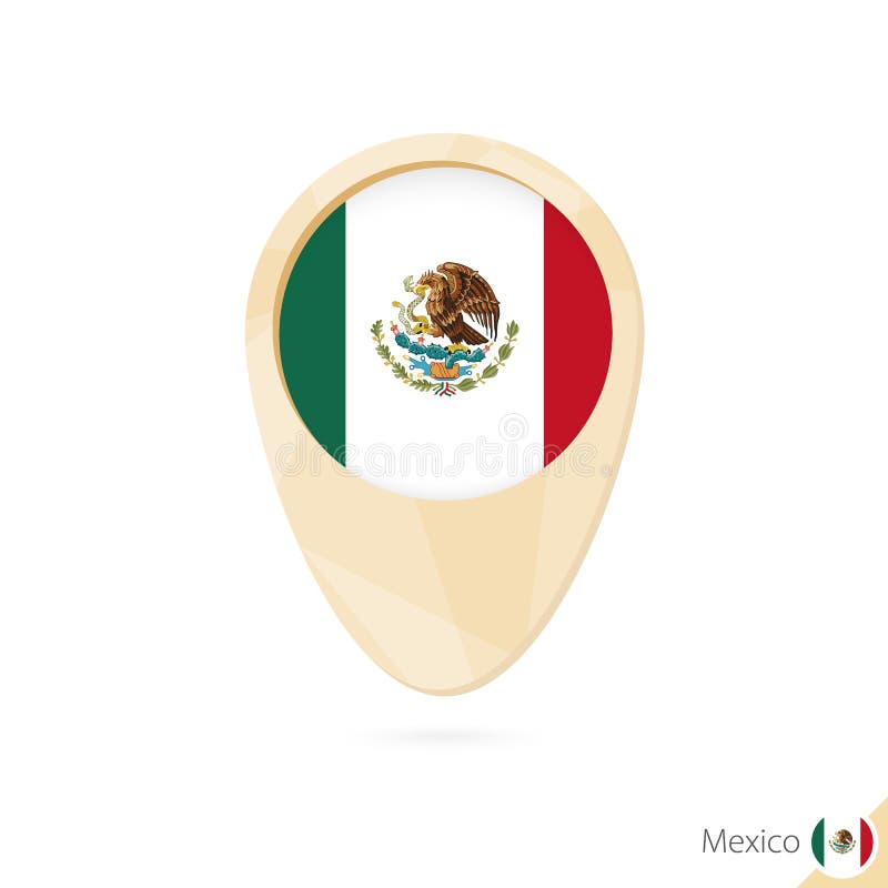 Map Pointer with Flag of Mexico. Orange Abstract Map Icon Stock Vector ...