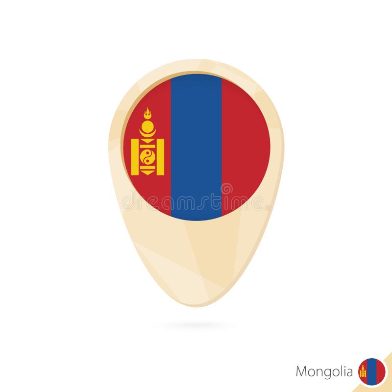Map Pointer with Flag of Mongolia. Orange Abstract Map Icon Stock Vector - Illustration of ...